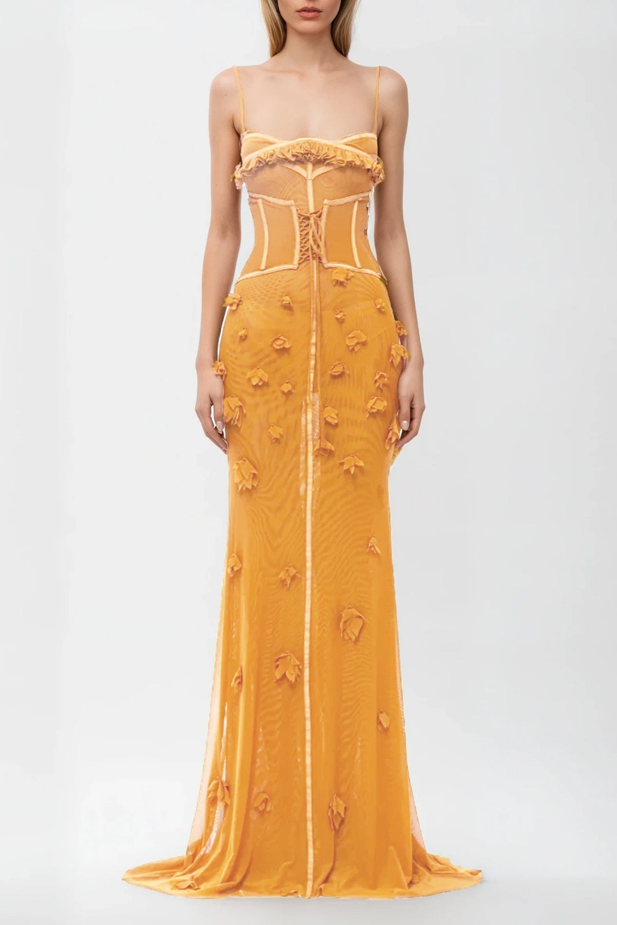 Anoush Flower Spaghetti Lace Up Maxi Dress – Cavero LONDON